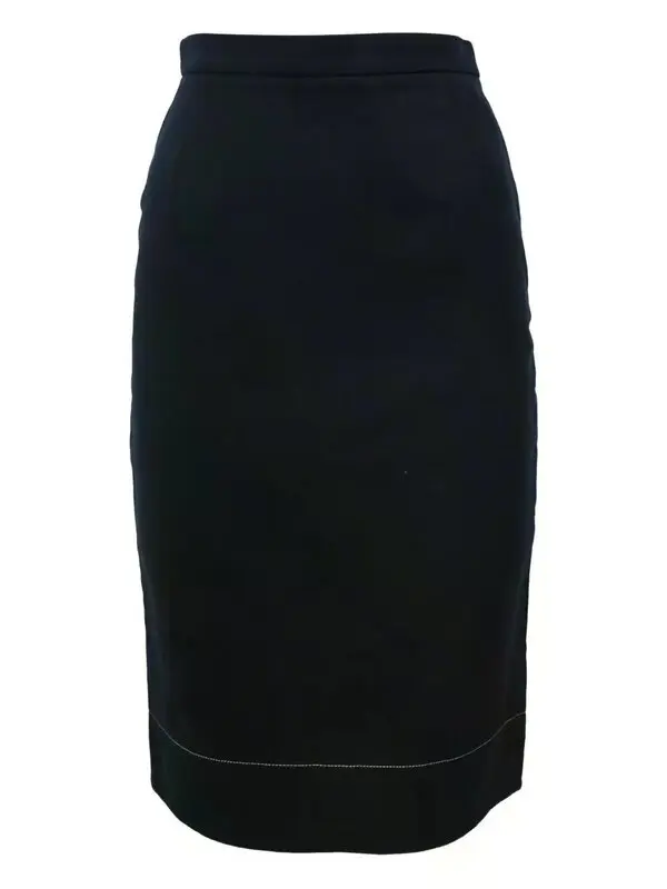 Prada Navy Wool Pencil Midi Skirt