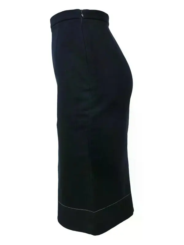 Prada Navy Wool Pencil Midi Skirt