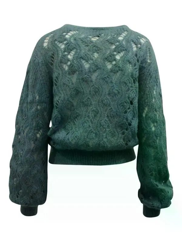 Iris & Ink Wool Crochet Knit Geometric Pattern Sweater