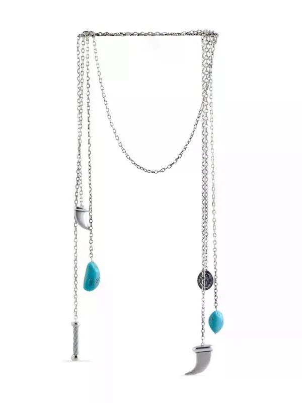 CHARRIOL Tone Stainless Steel Turquoise Stone Necklace - Silver