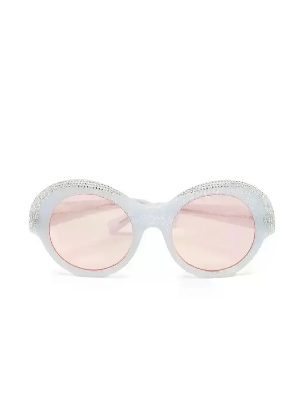 Alexandre Vauthier X Alain Mikli Crystal-embellished Round-frame Sunglasses - Blue