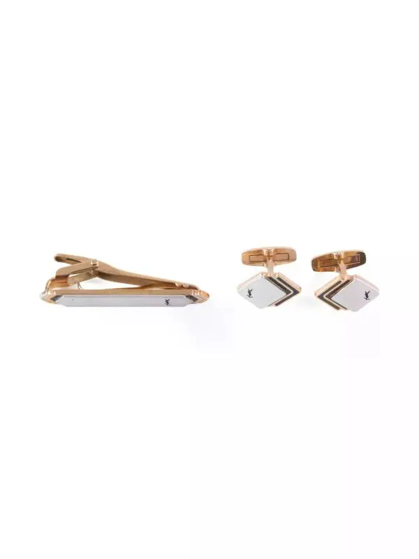 Saint Laurent Pre-owned 1990s Cassandre Logo Cufflinks And Tie Clip Set