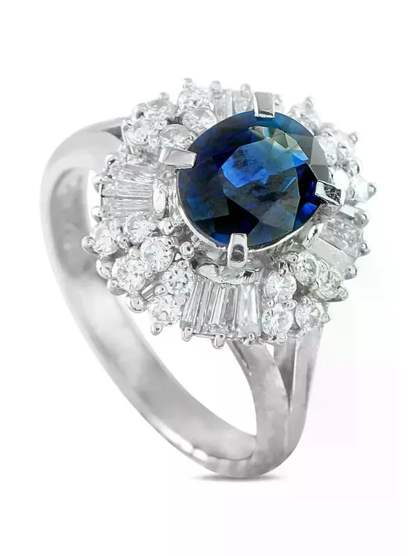 LB EXCLUSIVE Platinum Diamond And Sapphire Ring - Silver