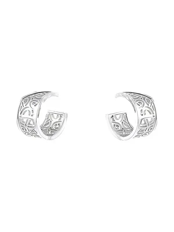 POIRAY White Gold Fil Diamond Hoop Earrings - Silver