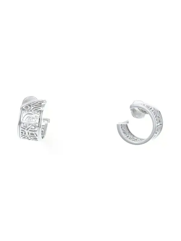 POIRAY White Gold Fil Diamond Hoop Earrings