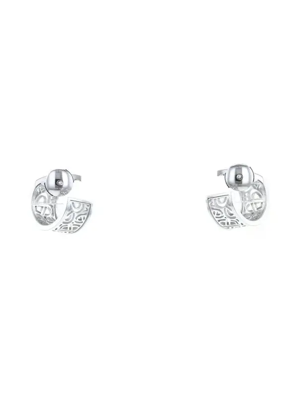 POIRAY White Gold Fil Diamond Hoop Earrings