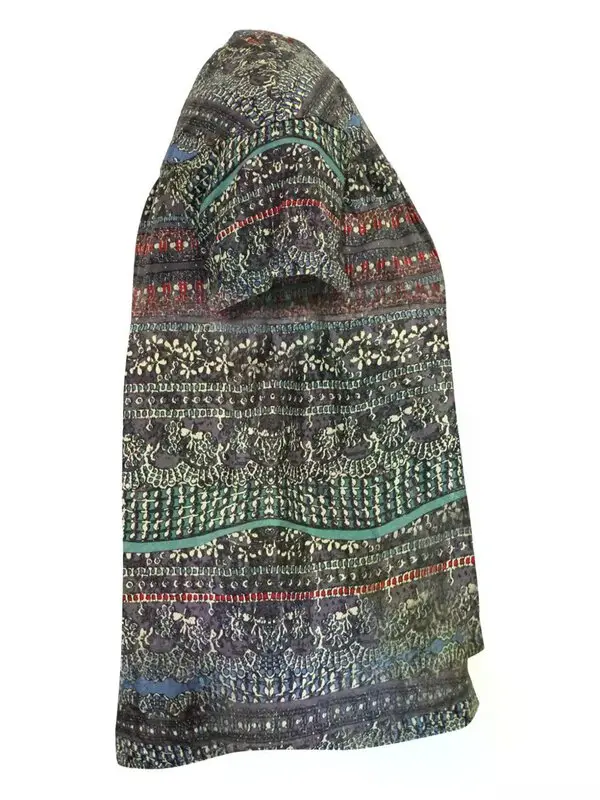 Sea Abstract Print Round Neck Short Sleeve Top