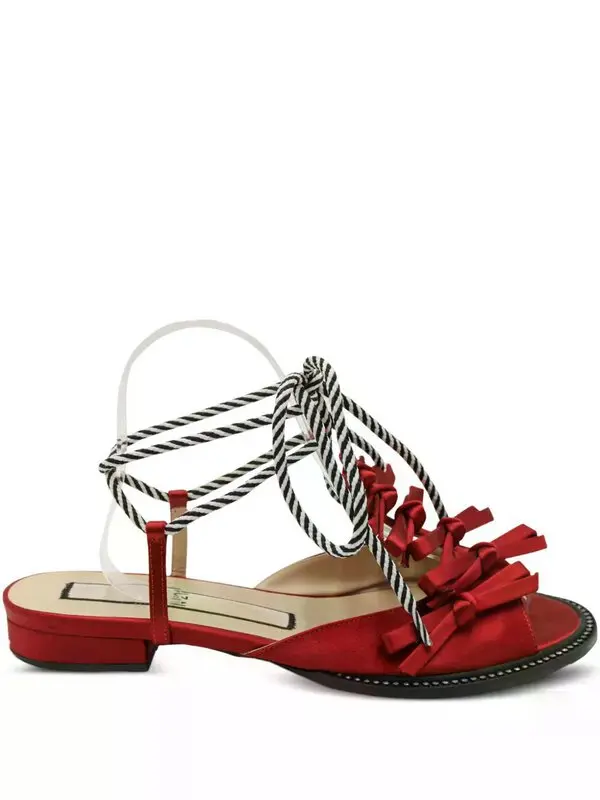 N°21 Satin Ankle-tie Bow Sandals - Red