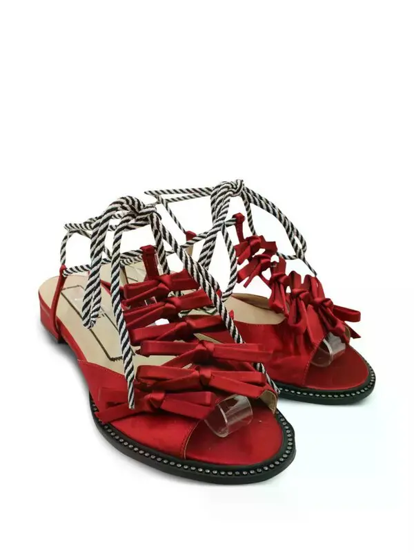 N°21 Satin Ankle-tie Bow Sandals - Red