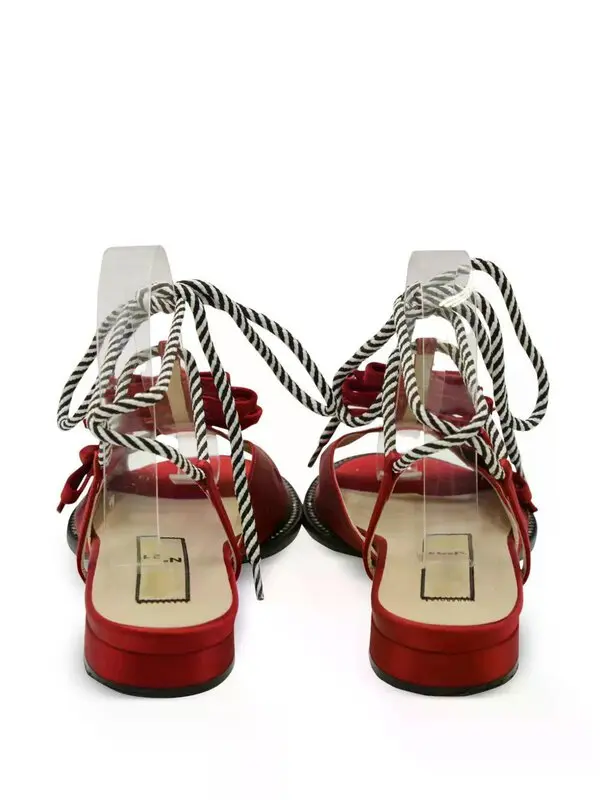 N°21 Satin Ankle-tie Bow Sandals - Red
