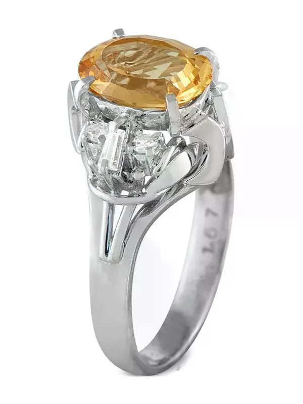 LB EXCLUSIVE Platinum Diamond And Topaz Ring