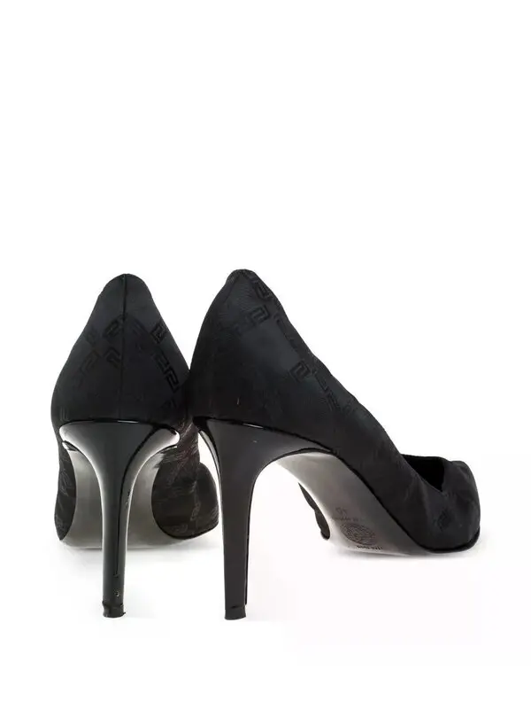 Versace Logo Accents Signature Coated Canvas Pumps