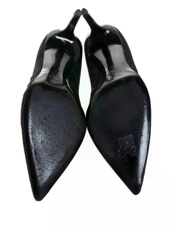 Versace Logo Accents Signature Coated Canvas Pumps