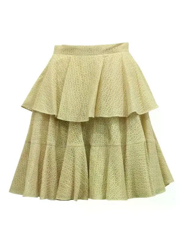 Alexander McQueen Lace Tiered Midi Skirt - Neutrals