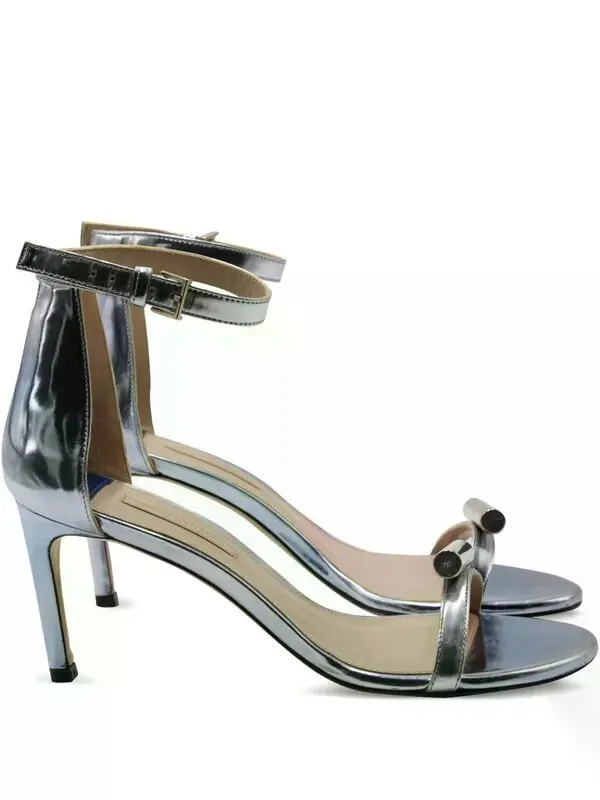 STUART WEITZMAN Metallic Leather Ankle Strap Sandals