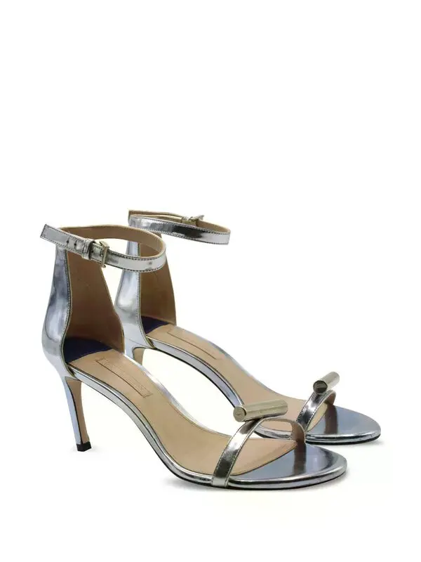 STUART WEITZMAN Metallic Leather Ankle Strap Sandals