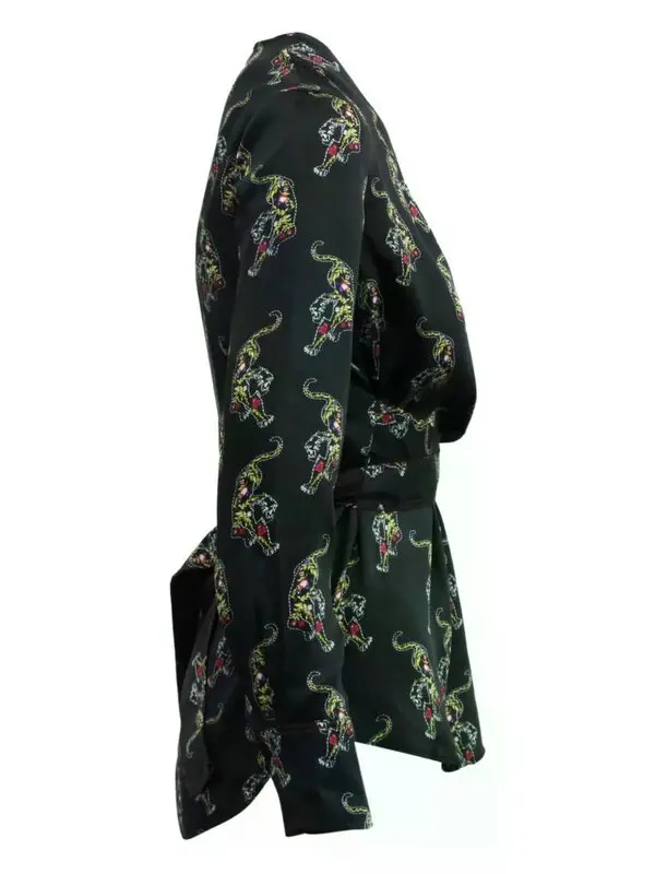 Sandro Tiger Print Half-zip Blouse