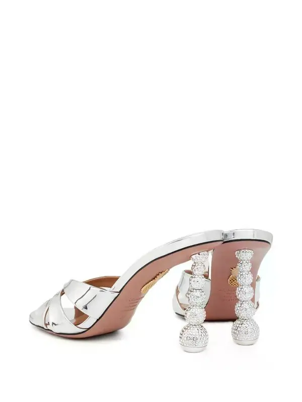 AQUAZZURA Yes Baby Crystal-embellished Heeled Sandals - Silver