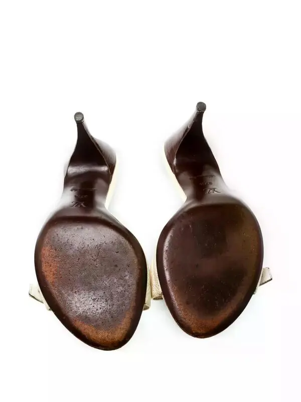 LOUIS VUITTON Leather Buckled Heeled Sandals
