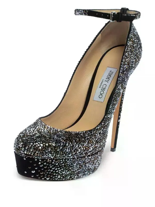 JIMMY CHOO Klerise Crystal-embellished Platform Stilettos - Black