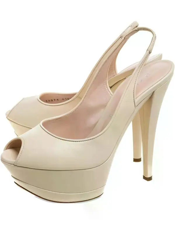 Casadei Ecru Peep Toe Platform Stiletto Sandals - Neutrals