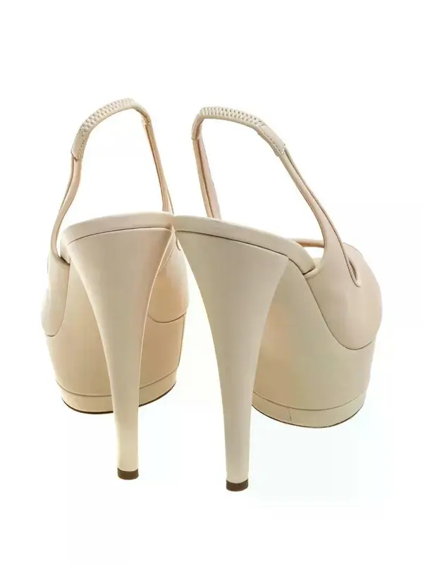 Casadei Ecru Peep Toe Platform Stiletto Sandals