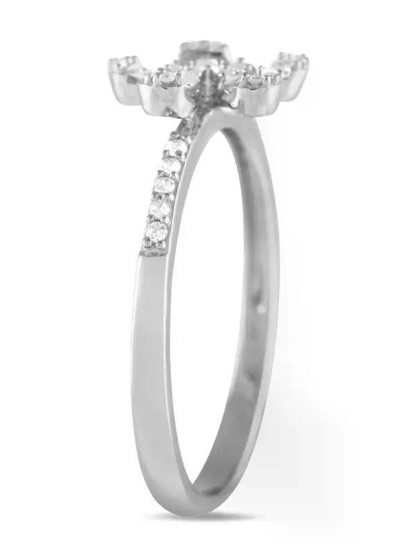 LB EXCLUSIVE 14k White Gold Flower Diamond Ring - Silver