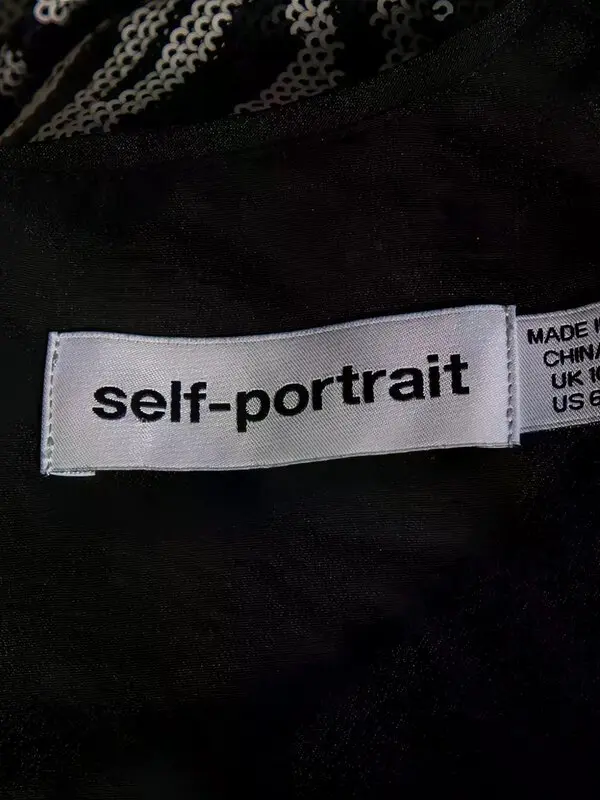 SELF-PORTRAIT Sleeveless Sequin Embellished Zebra Print Tank Top