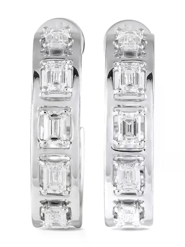 LB EXCLUSIVE 18k White Gold Diamond Hoop Earrings - Silver