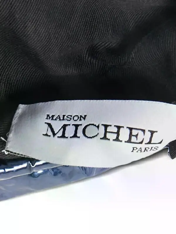 MAISON MICHEL Metallic-effect Leather Beret - Blue