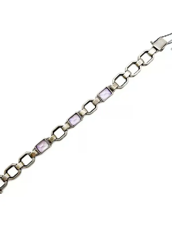 JENNIFER GIBSON JEWELLERY 1930s Amethyst And Marcasite -tone Link Bracelet