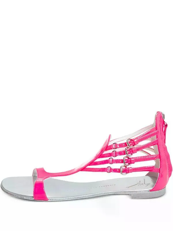 GIUSEPPE ZANOTTI Leather Flat Sandals With Buckle Detail