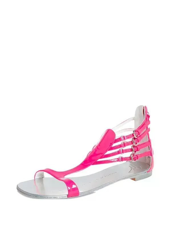 GIUSEPPE ZANOTTI Leather Flat Sandals With Buckle Detail
