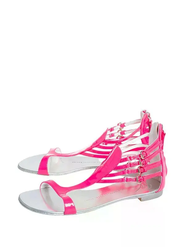 GIUSEPPE ZANOTTI Leather Flat Sandals With Buckle Detail