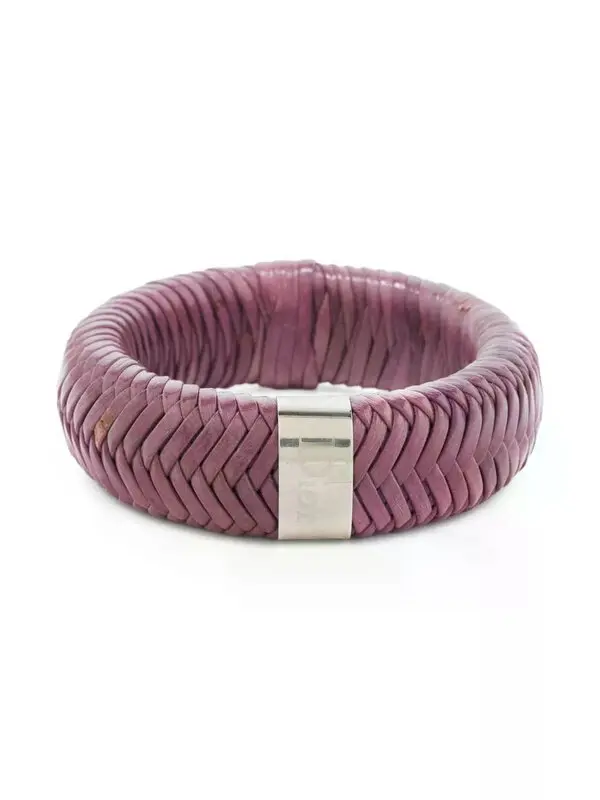 Dior Woven Leather Band Bracelet - Silver
