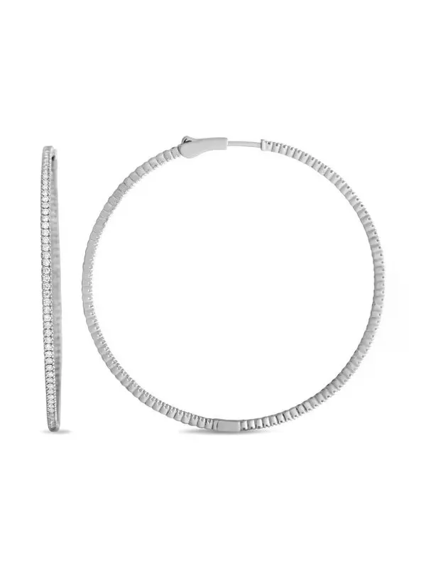 LB EXCLUSIVE 14kt White Gold Inside Out Diamond Hoop Earrings