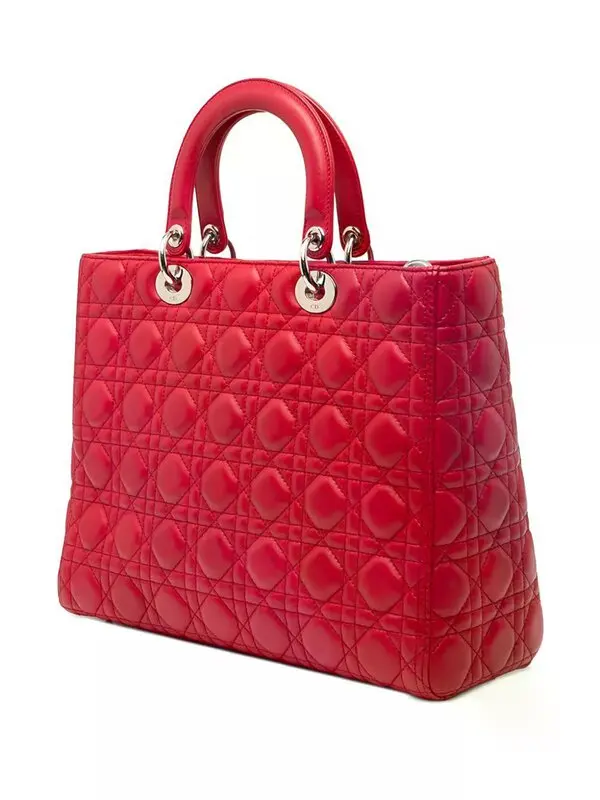 Dior Lambskin Cannage Lady Satchel - Red