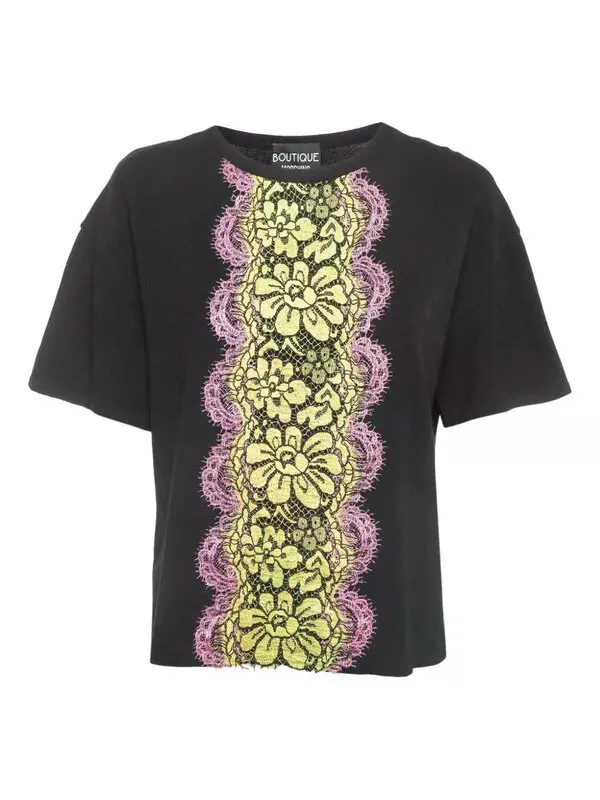 Moschino Lace-detail T-shirt - Black
