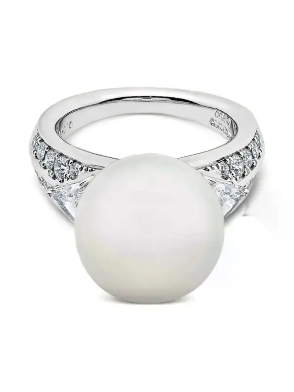 Mikimoto Platinum South Sea Pearl And Diamond Ring - White