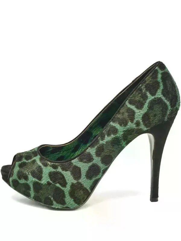 Dolce & Gabbana 130mm Leopard-print Peep-toe Pumps - Green