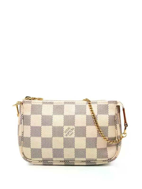 LOUIS VUITTON Damier Azur Mini Pochette Accessoires - White