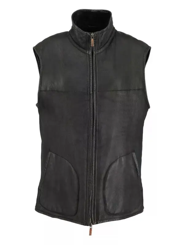 LARUSMIANI Sleeveless Leather Vest With Zip Fastening And Patch Pockets
