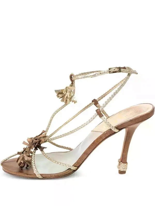 Dior Woven Tassel Strappy Heeled Sandals - Neutrals