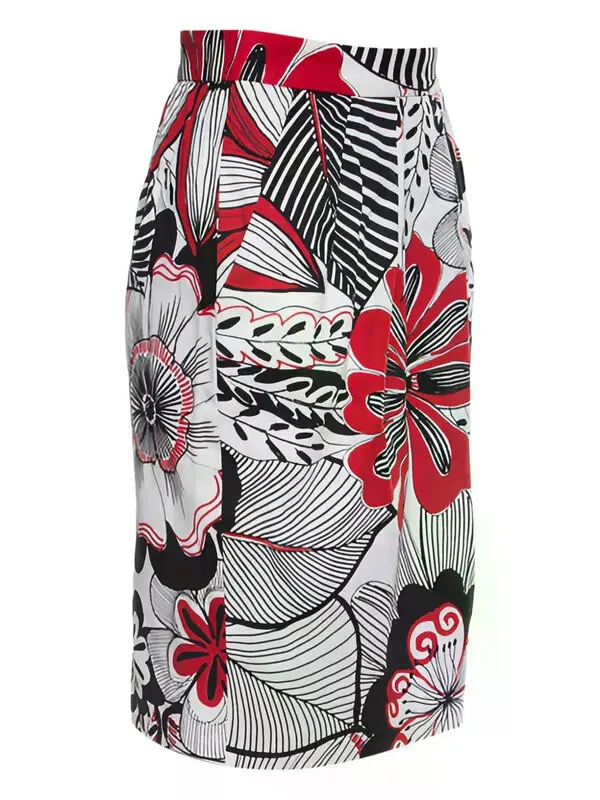 Dolce & Gabbana Floral Print Midi Skirt - Red