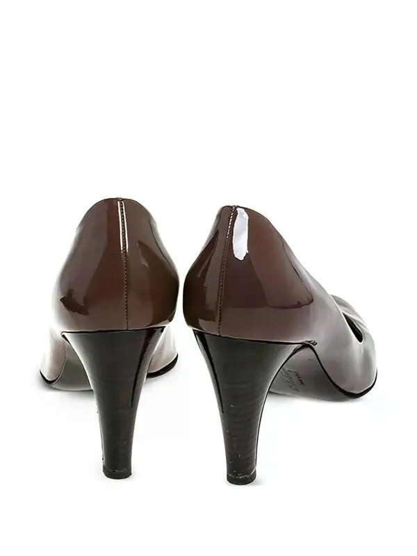 FERRAGAMO Patent Leather Almond Toe High Heel Pumps