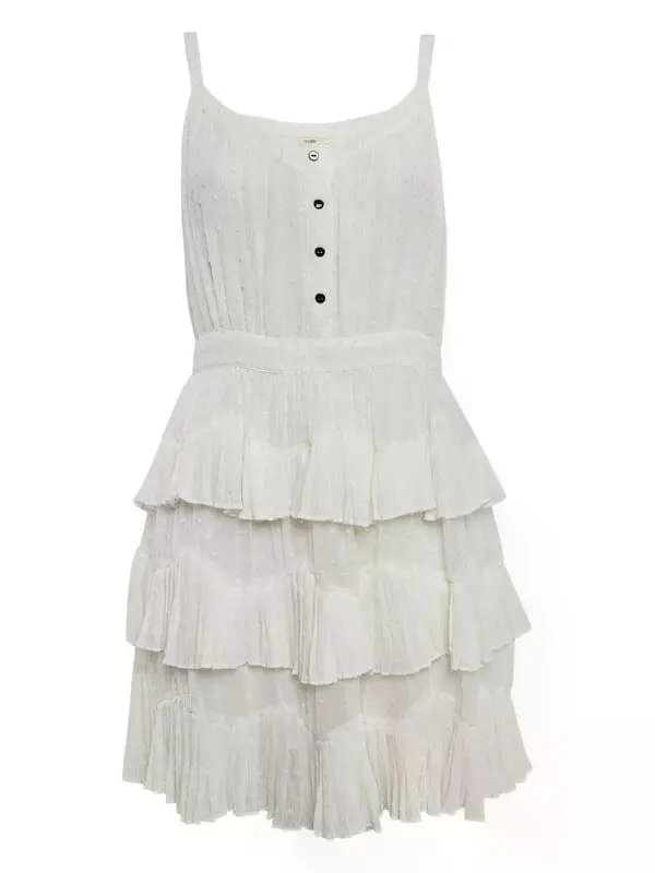 Maje Pre-owned Tiered Button Dress - White