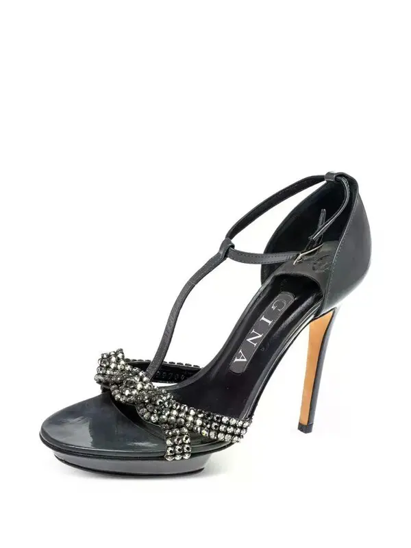 GINA Leather Embellished Stiletto Sandals
