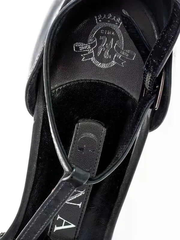 GINA Leather Embellished Stiletto Sandals