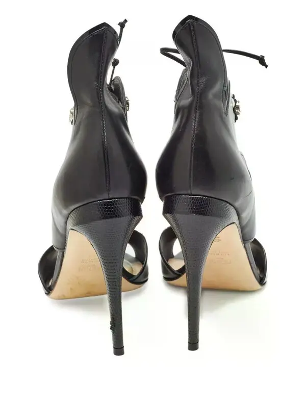 Fendi Leather Crystal Embellished Stiletto Sandals