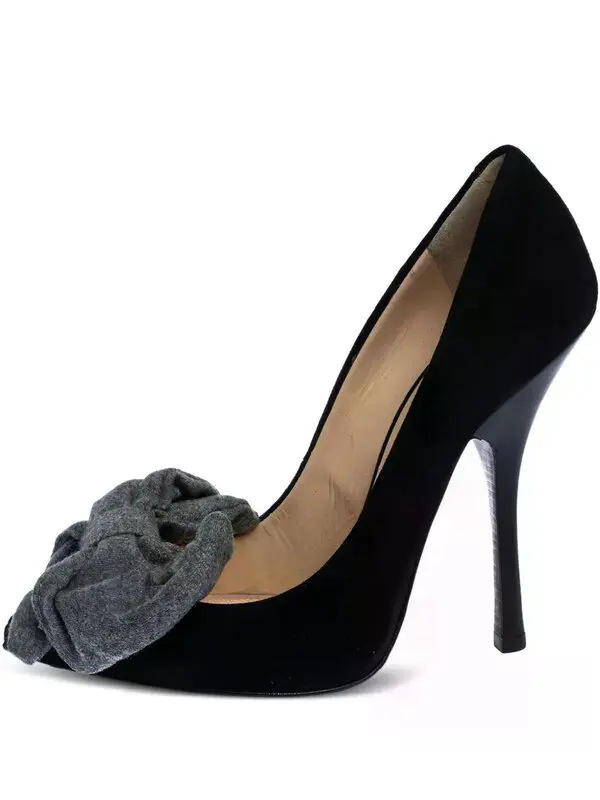 GIUSEPPE ZANOTTI Suede Bow Detail Pointed Toe Pumps - Black